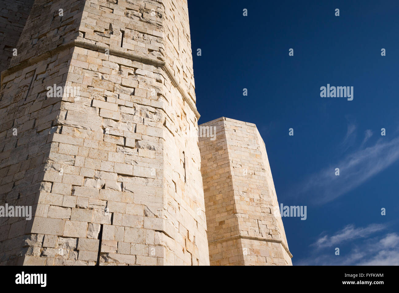 Walls of the Castel del Monte castle, Andria, Apulia (Puglia), Italy ...