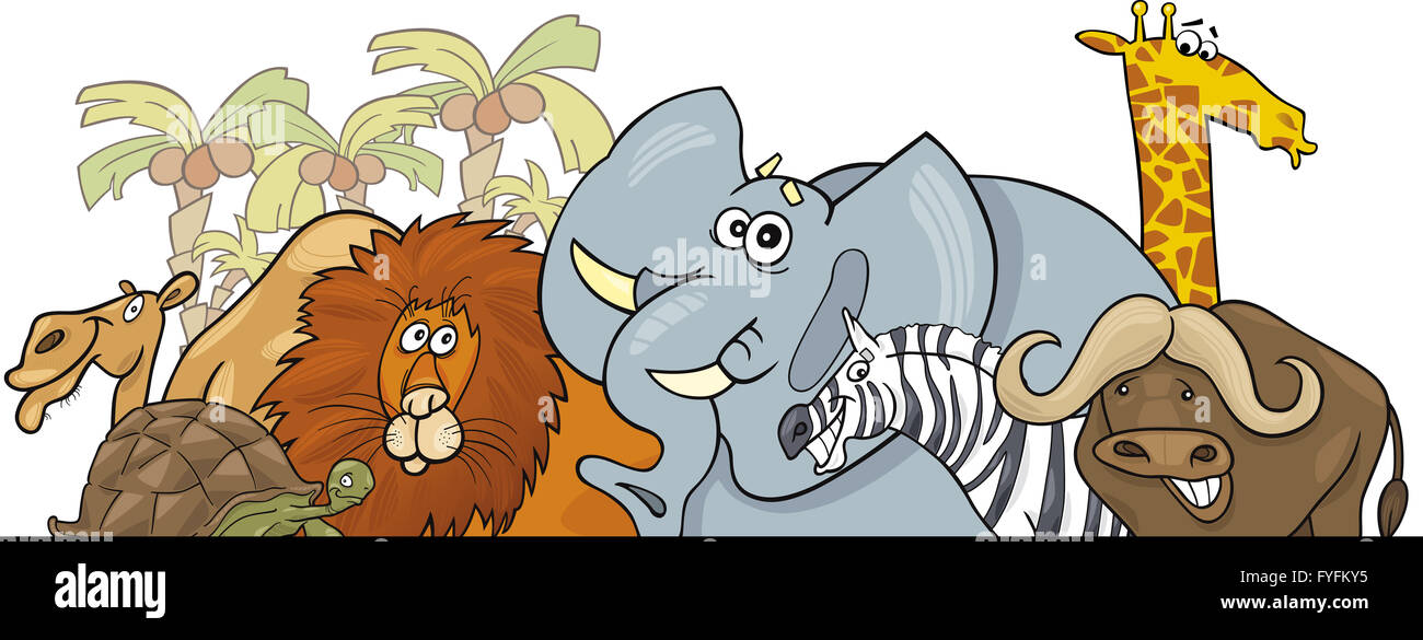 Cartoon African Safari wild animals design Stock Photo - Alamy