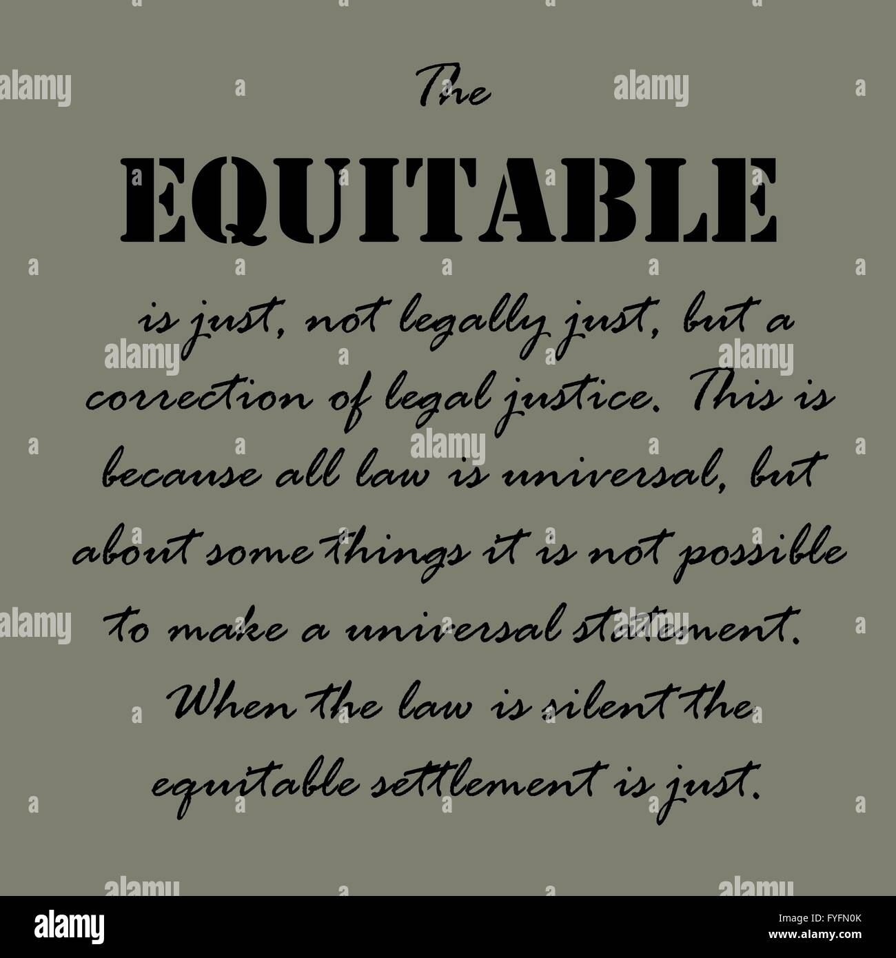 Aristotle Quotes. The equitable is just Stock Vector Image & Art - Alamy