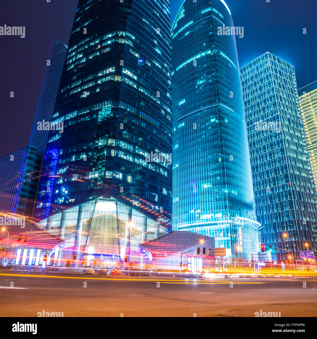 night scene of modern city Stock Photo - Alamy