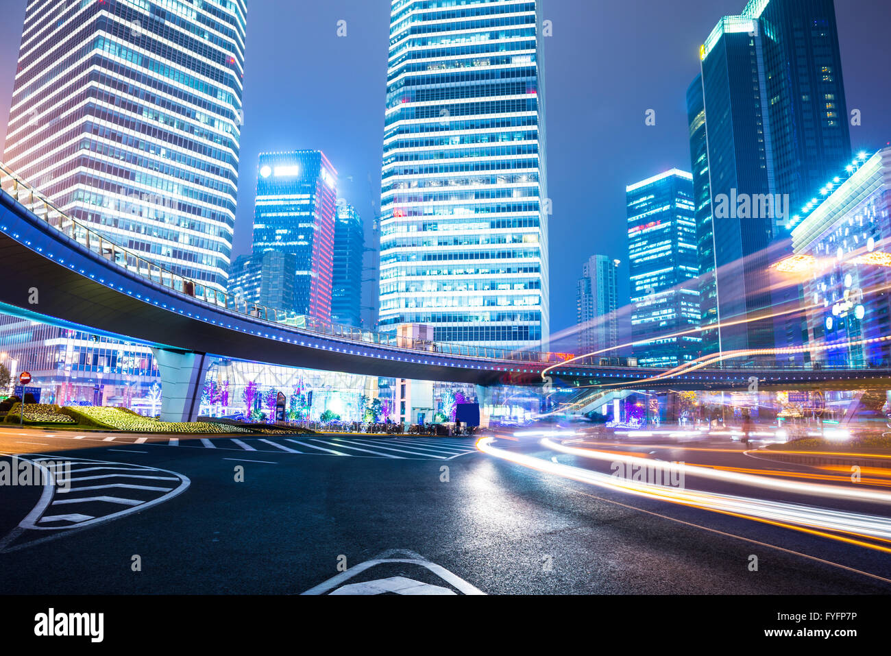 night scene of modern city Stock Photo - Alamy