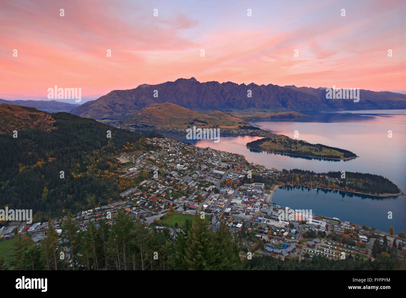 landscape of queenstown region in dusk , New Zealand Stock Photo - Alamy