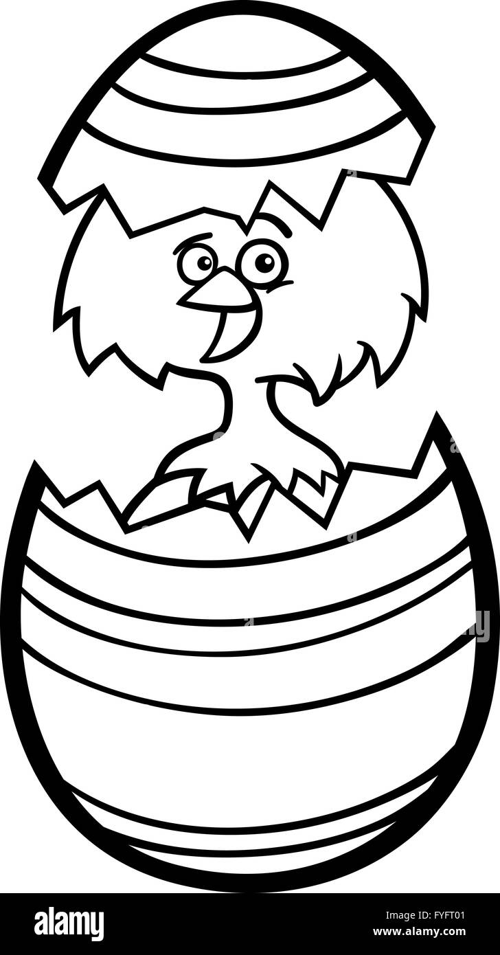 chicken in easter egg cartoon for coloring Stock Photo - Alamy