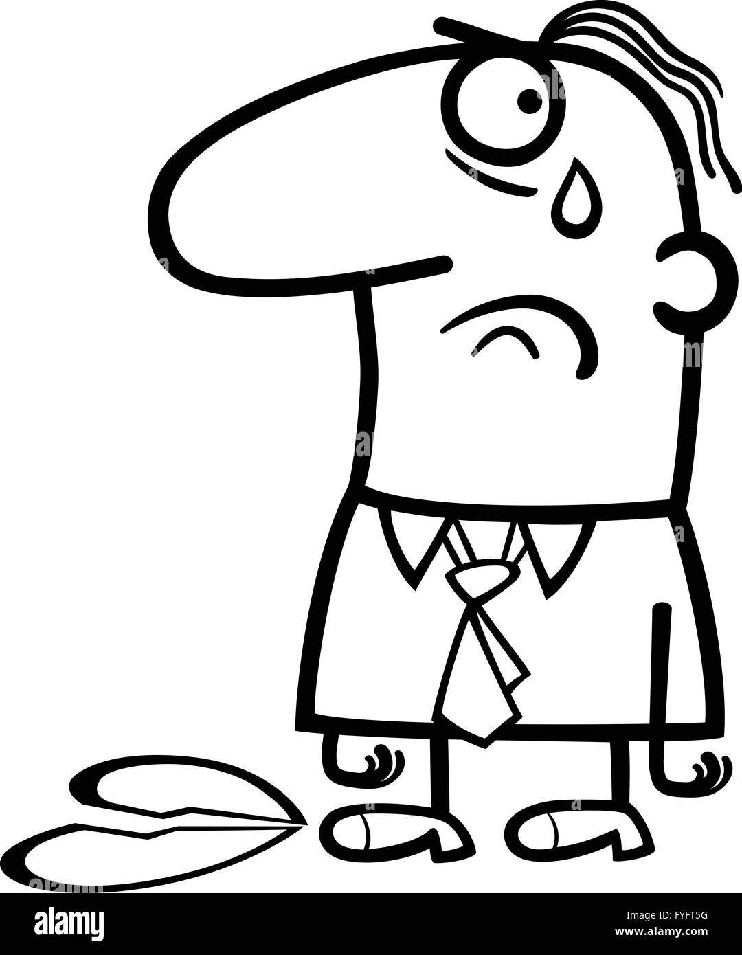Cartoon illustration sad unhappy man Black and White Stock Photos ...