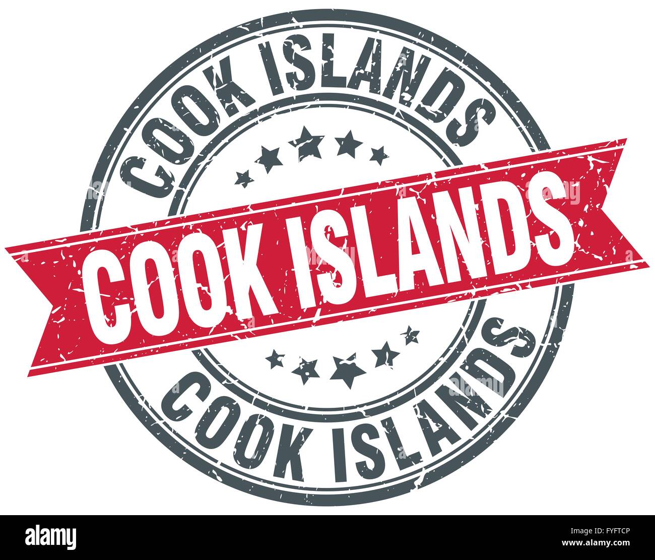 Cook Islands red round grunge vintage ribbon stamp Stock Vector Image ...