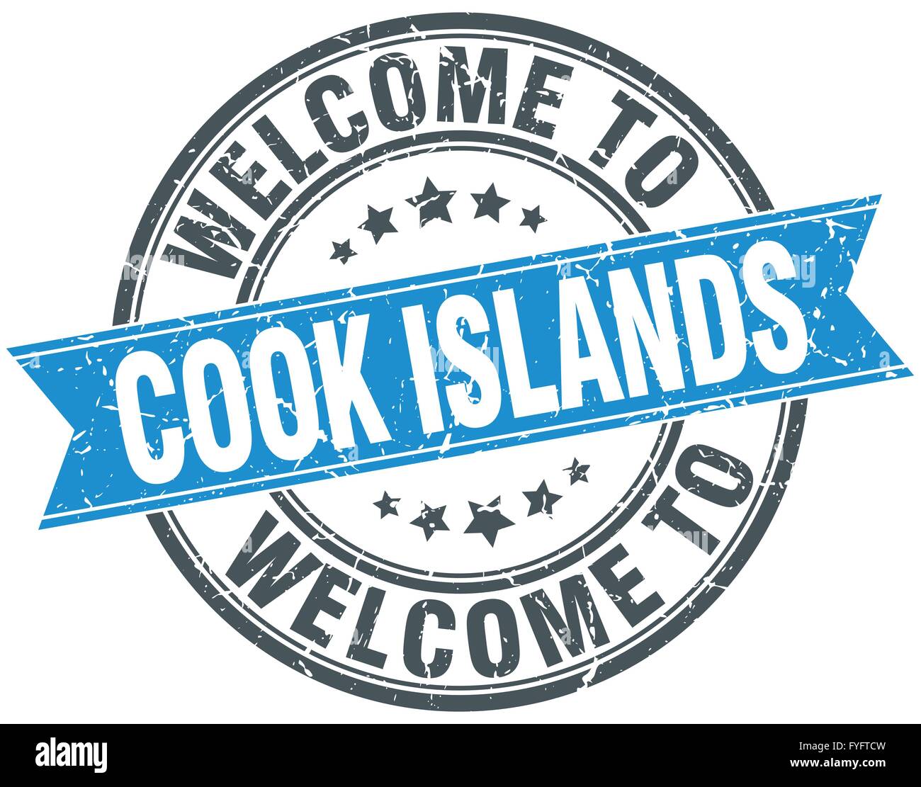 welcome to Cook Islands blue round vintage stamp Stock Vector Image ...
