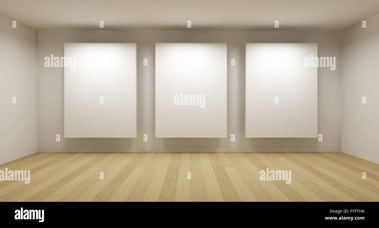 Empty gallery, 3d room Stock Photo - Alamy