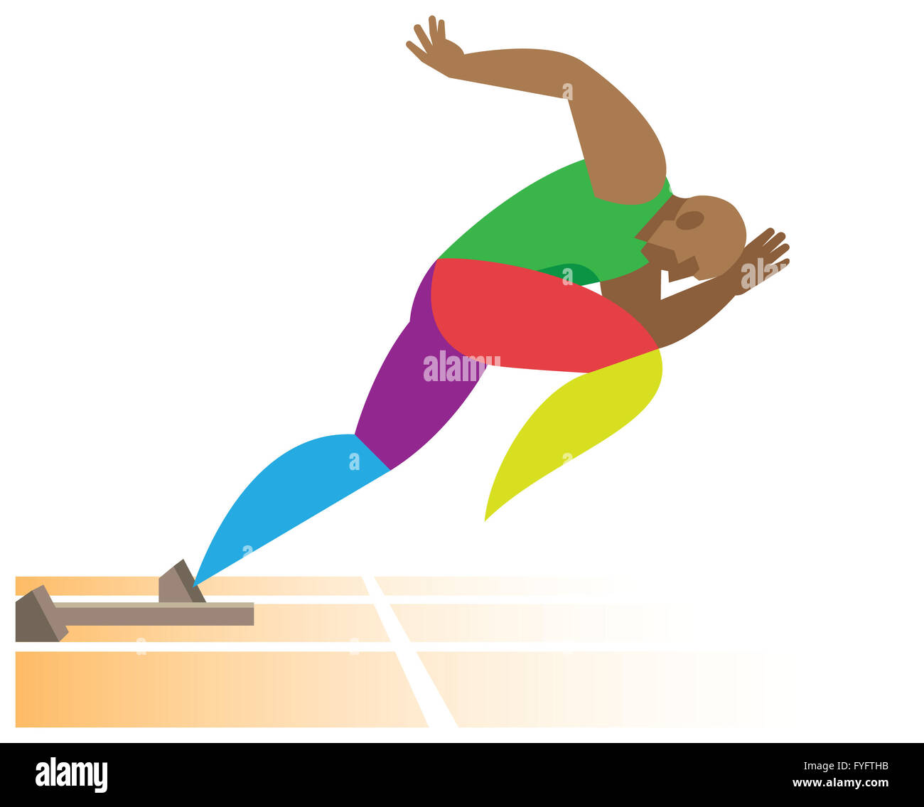 sprinter starts at a distance of 100 meters Stock Photo - Alamy
