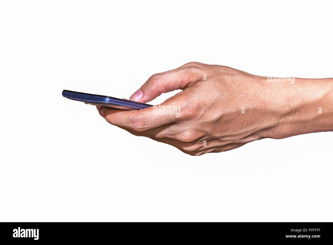 Hand holding mobile smart phone, isolated on white Stock Photo - Alamy