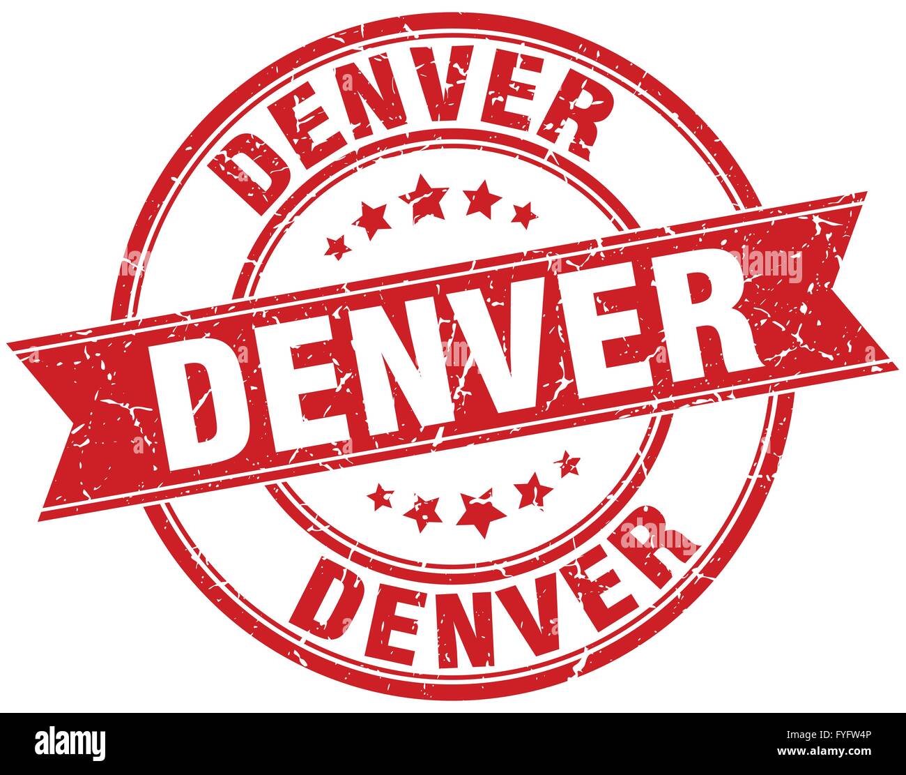 Denver red round grunge vintage ribbon stamp Stock Vector Image & Art ...