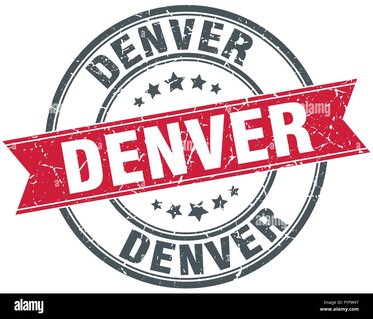 Denver red round grunge vintage ribbon stamp Stock Vector Image & Art ...