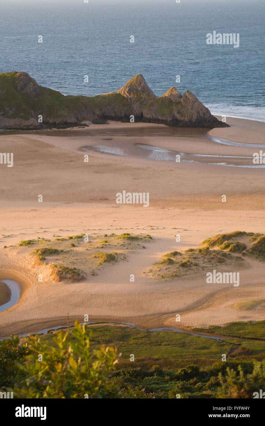 3 cliffs bay, Gower peninsula, South Wales at dawn Stock Photo - Alamy