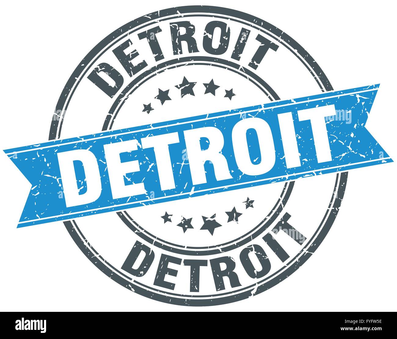 Detroit blue round grunge vintage ribbon stamp Stock Vector Image & Art ...