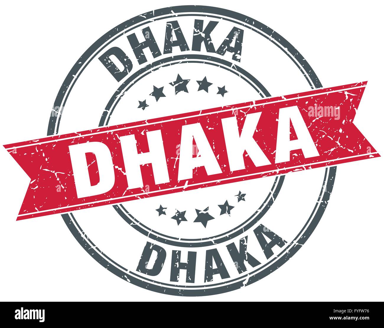 Dhaka red round grunge vintage ribbon stamp Stock Vector Image & Art ...