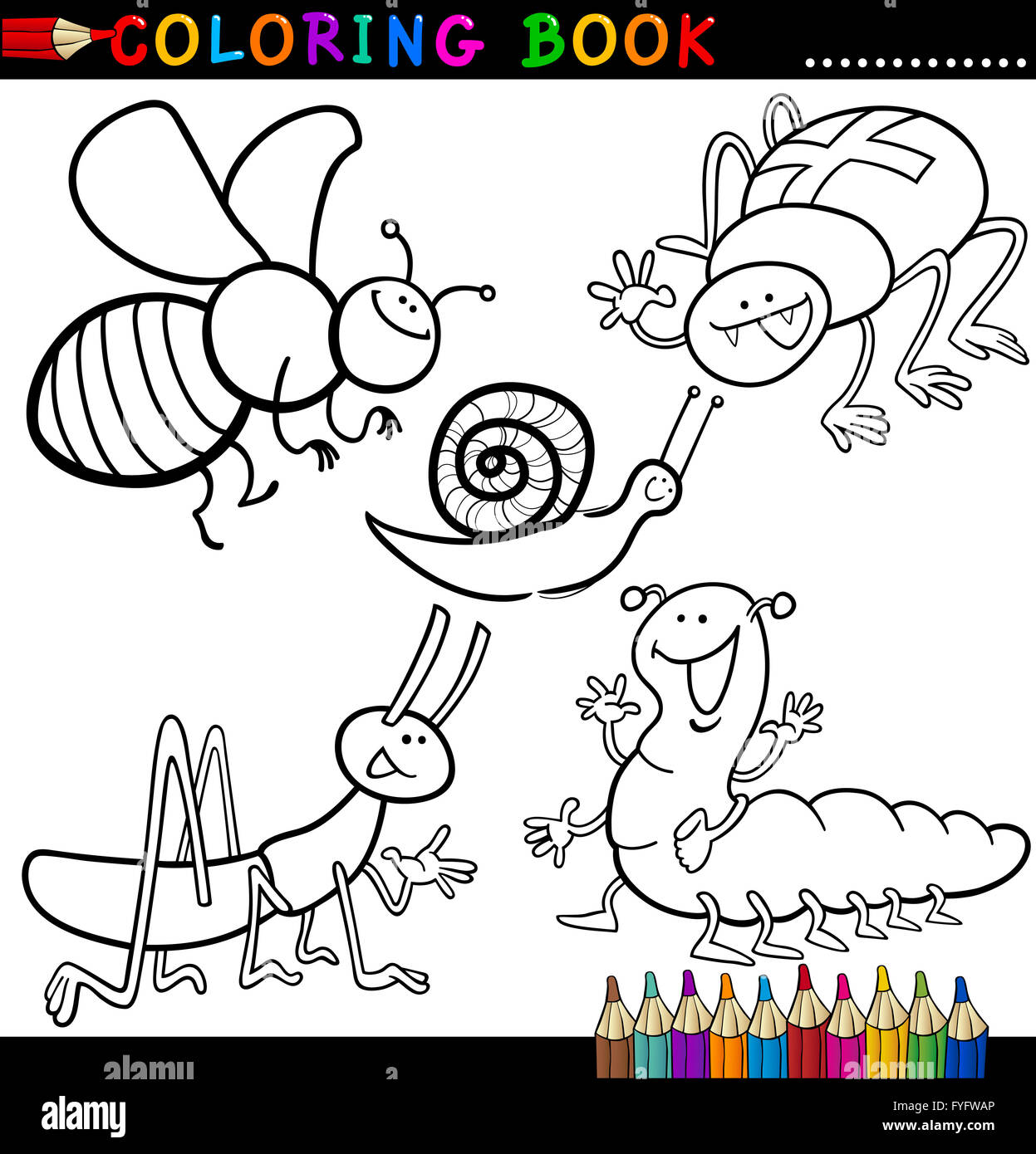 Cartoon insects bugs coloring book hi-res stock photography and images ...