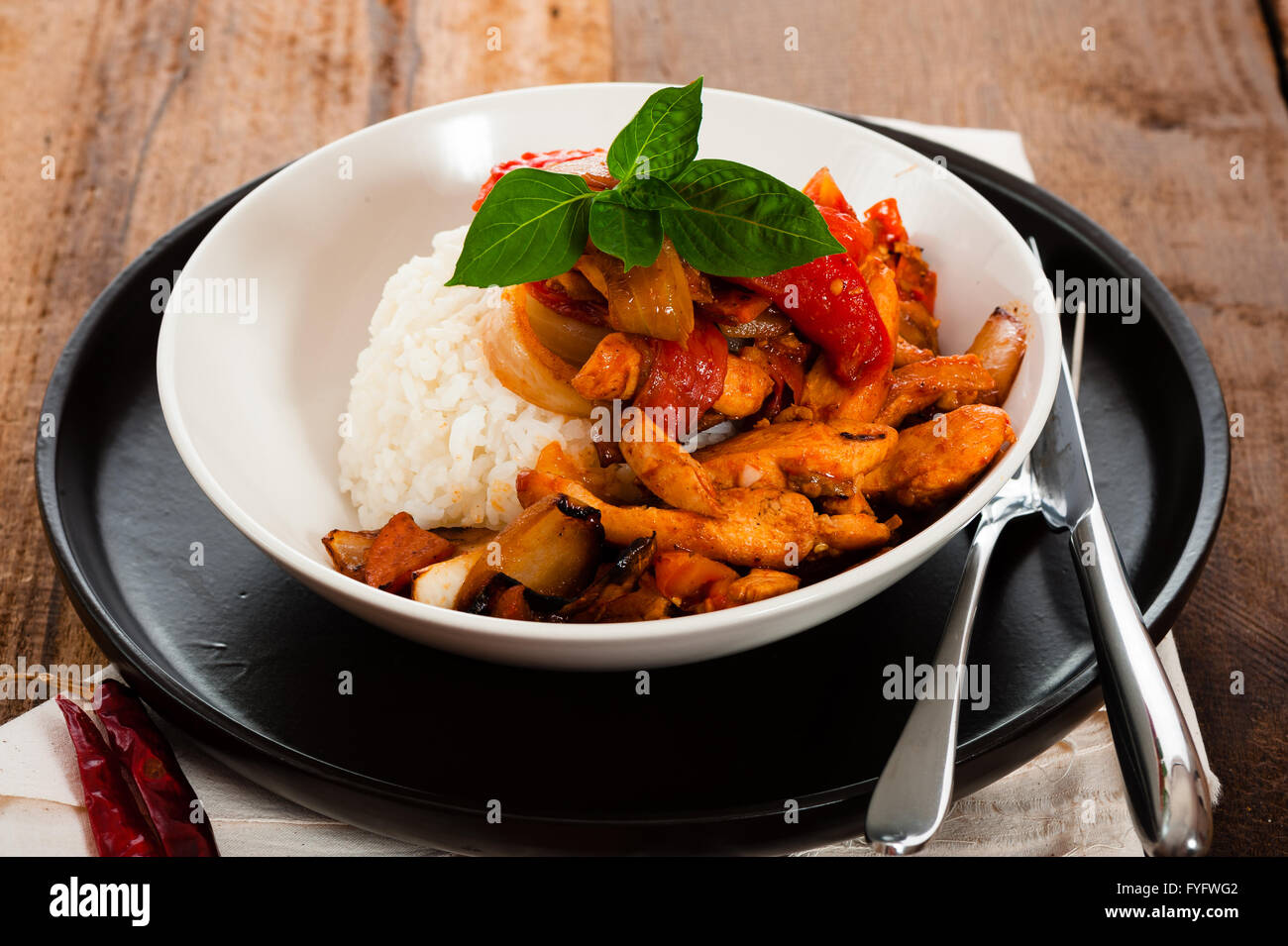 Spicy meat and rice Stock Photo - Alamy