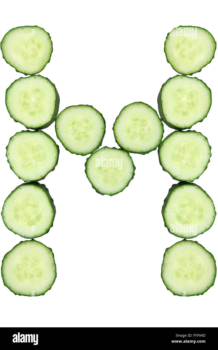 Vegetable Alphabet of chopped cucumber - letter M Stock Photo - Alamy