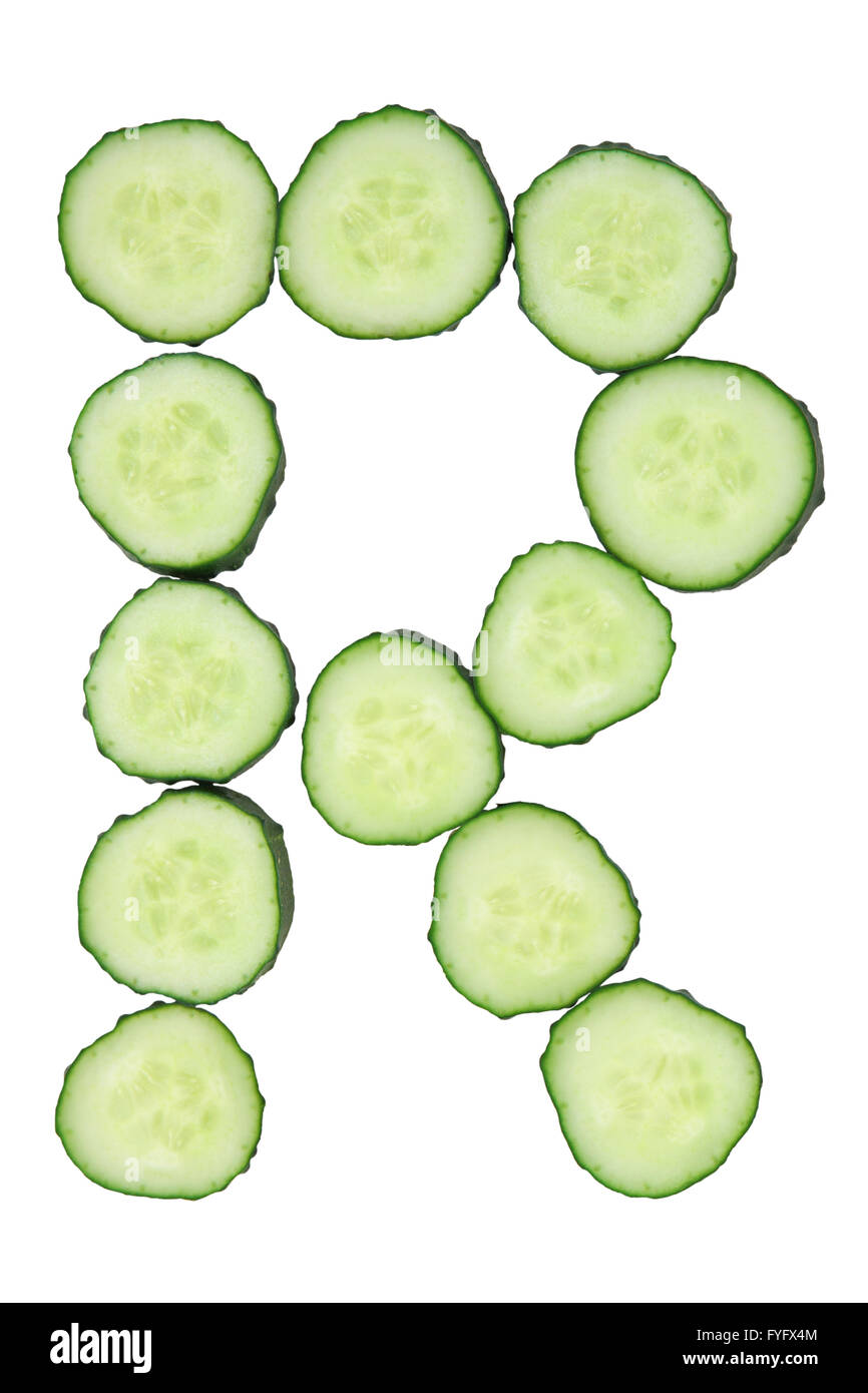 Vegetable Alphabet of chopped cucumber - letter R Stock Photo - Alamy