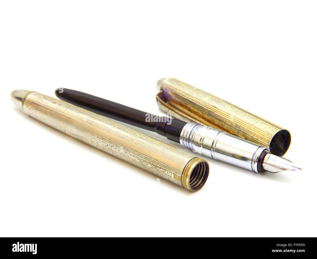 Old fountain pen isolated on white background Stock Photo - Alamy