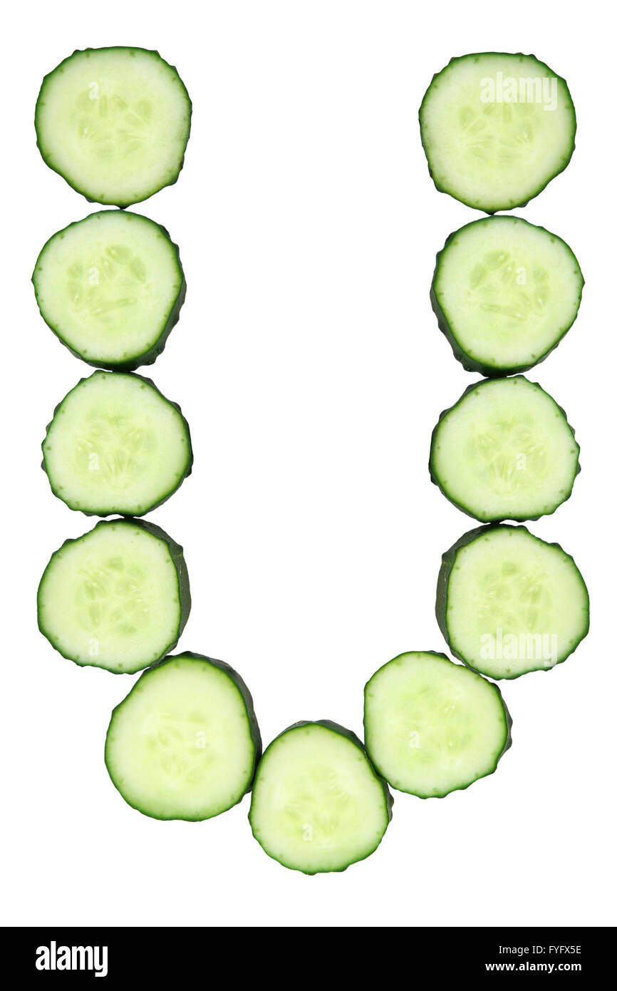 Vegetable Alphabet of chopped cucumber - letter U Stock Photo - Alamy