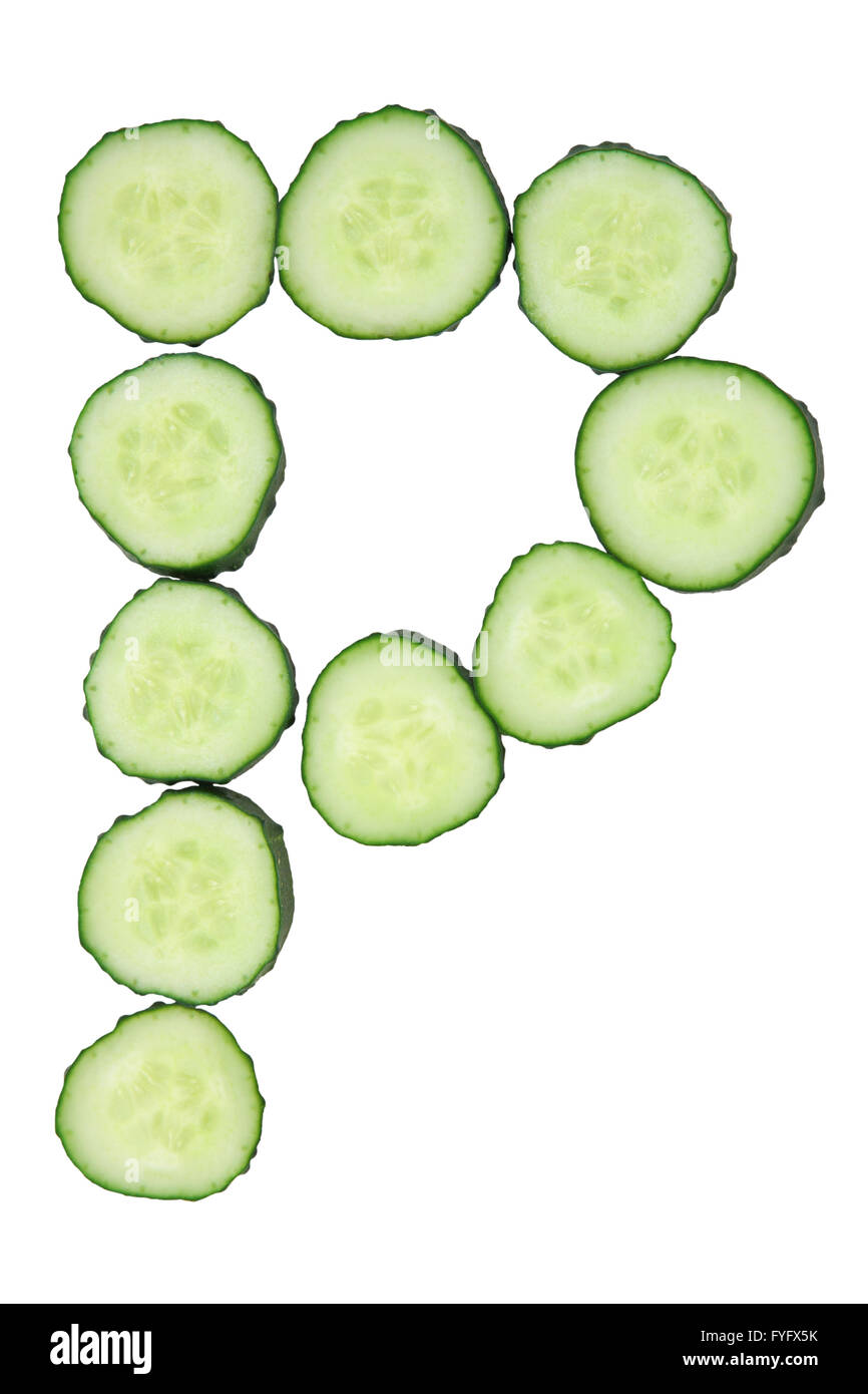 Vegetable Alphabet of chopped cucumber - letter P Stock Photo - Alamy