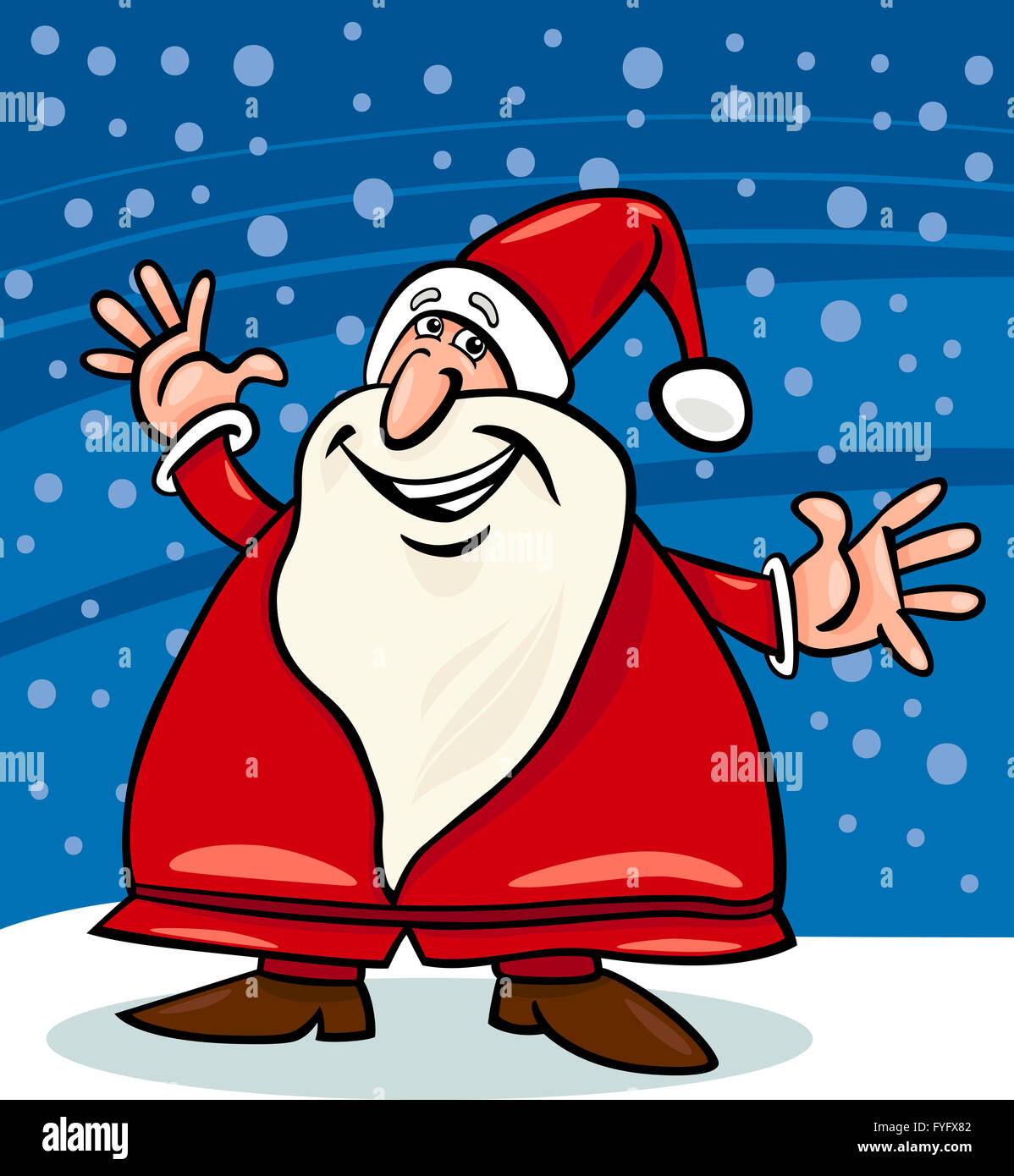 santa claus and snow cartoon illustration Stock Photo - Alamy