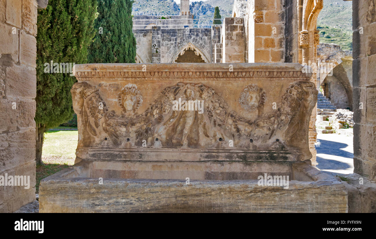 NORTH CYPRUS BELLAPAIS MONASTERY OR ABBEY INTERIOR WITH A ROMAN ...