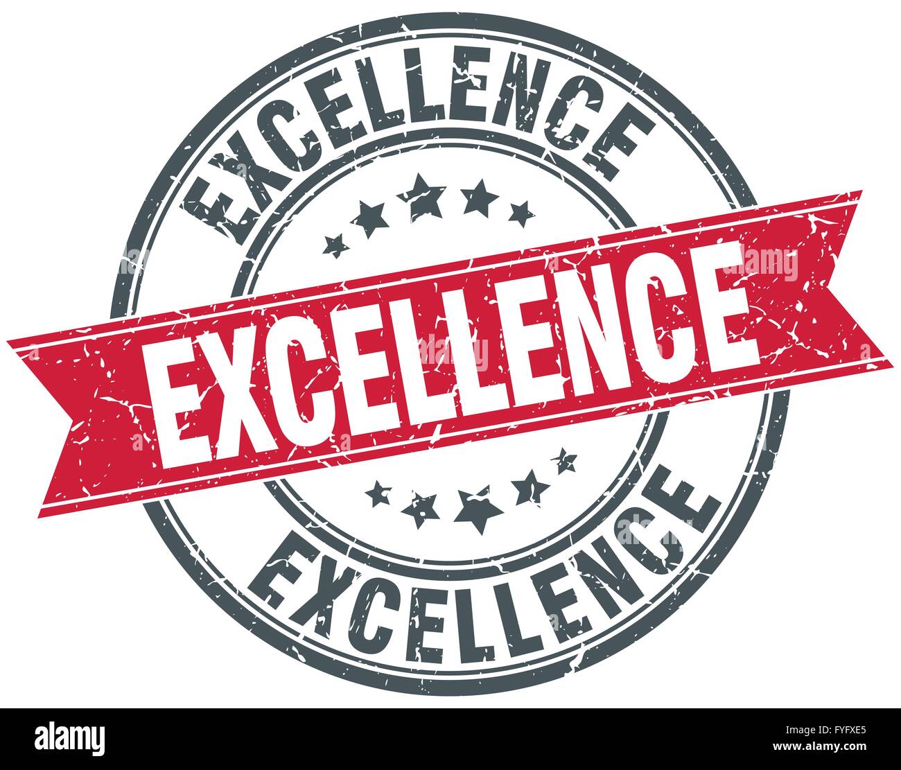 excellence red round grunge vintage ribbon stamp Stock Vector Image ...