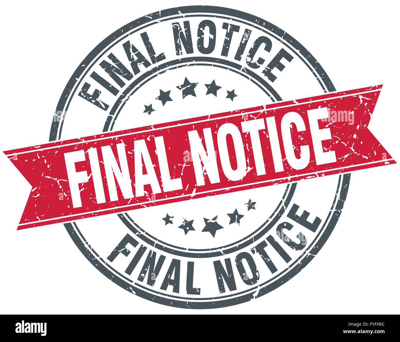 final notice red round grunge vintage ribbon stamp Stock Vector Image ...