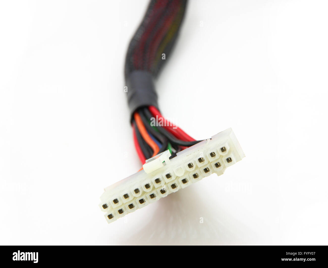 Computer motherboard power lines. Color cables Stock Photo - Alamy