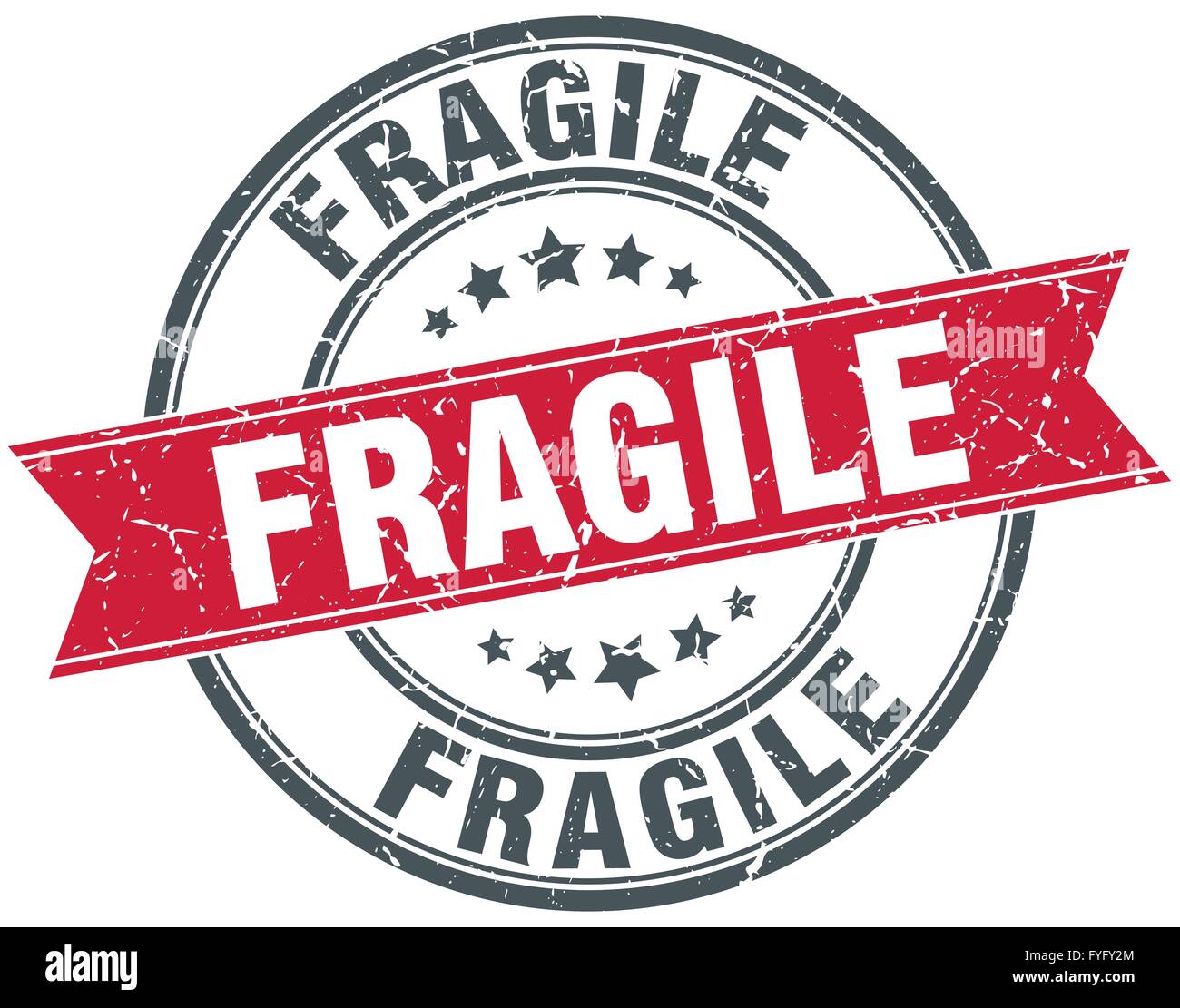 fragile red round grunge vintage ribbon stamp Stock Vector Image & Art - Alamy