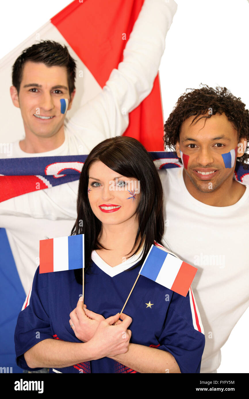 Three French people supporting their national team Stock Photo - Alamy