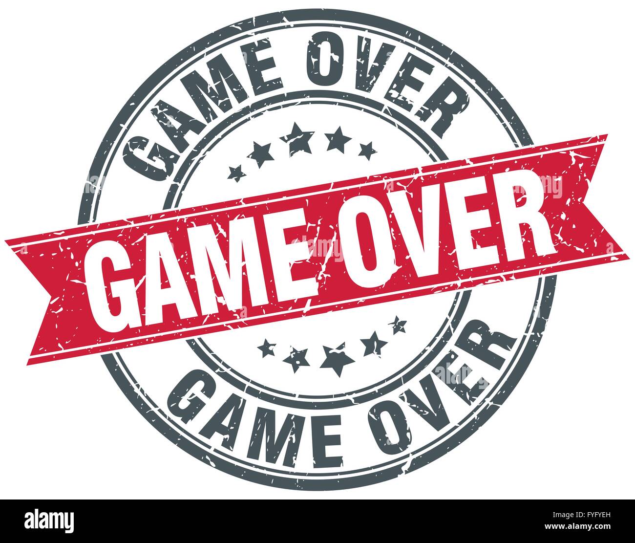 game over red round grunge vintage ribbon stamp Stock Vector Image ...