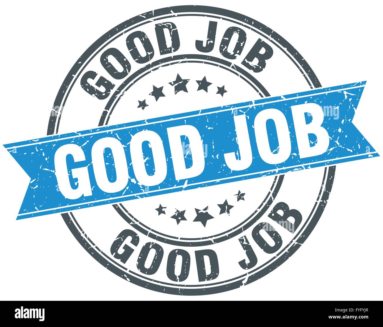 good job blue round grunge vintage ribbon stamp Stock Vector Image ...