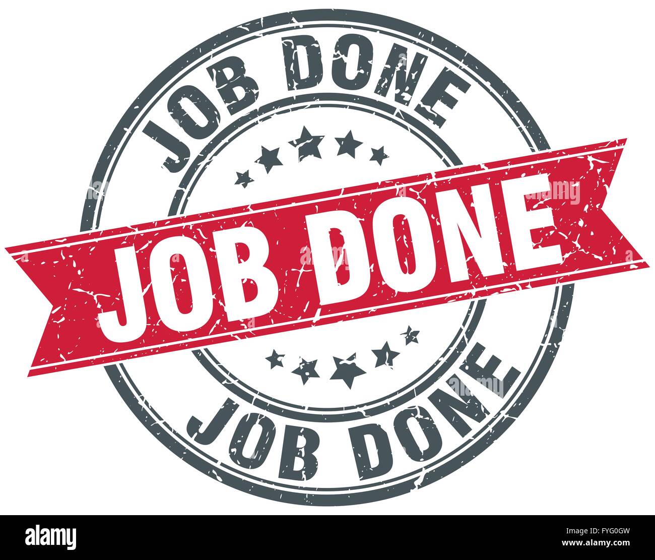 job done red round grunge vintage ribbon stamp Stock Vector Image & Art ...