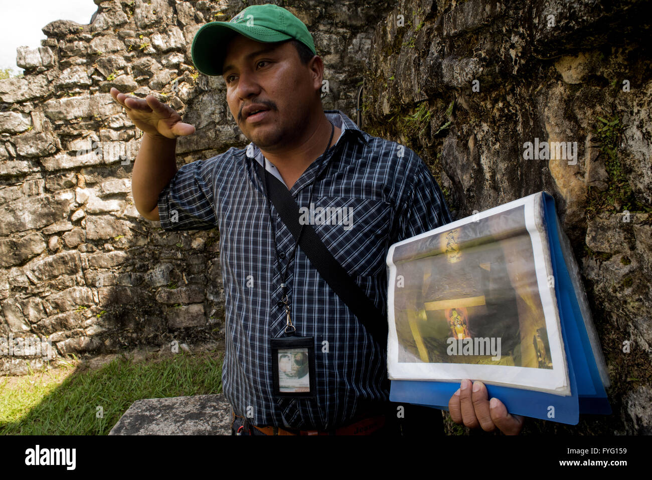 CHIAPAS, PALENQUE, MEXICO – MARCH 1, 2016: Tour guide talks to tourists ...