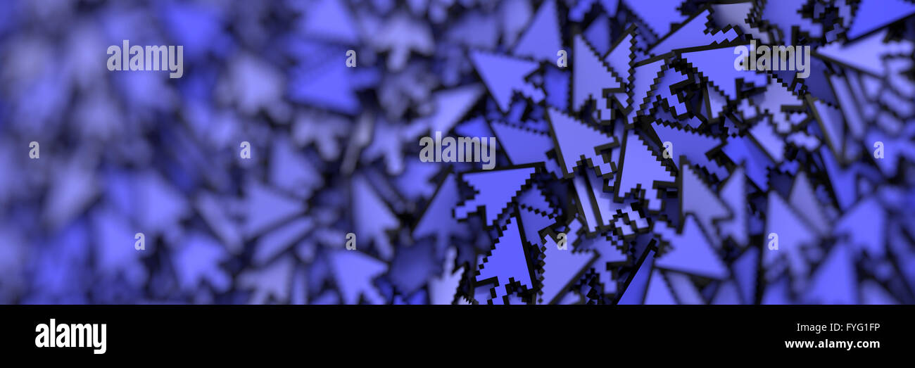 Click cursors background, 3d rendering, technology and media concepts ...