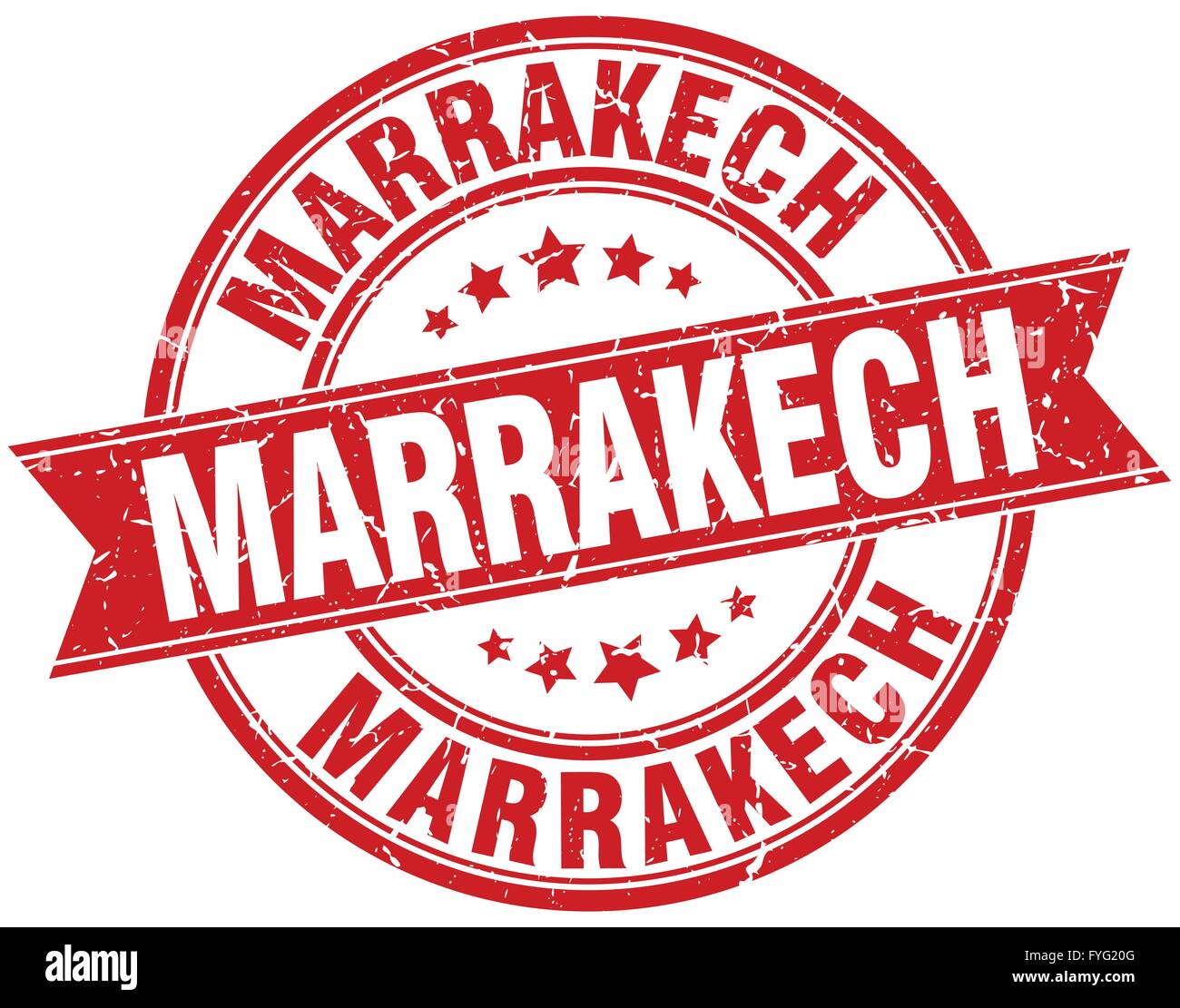 Marrakech red round grunge vintage ribbon stamp Stock Vector Image ...