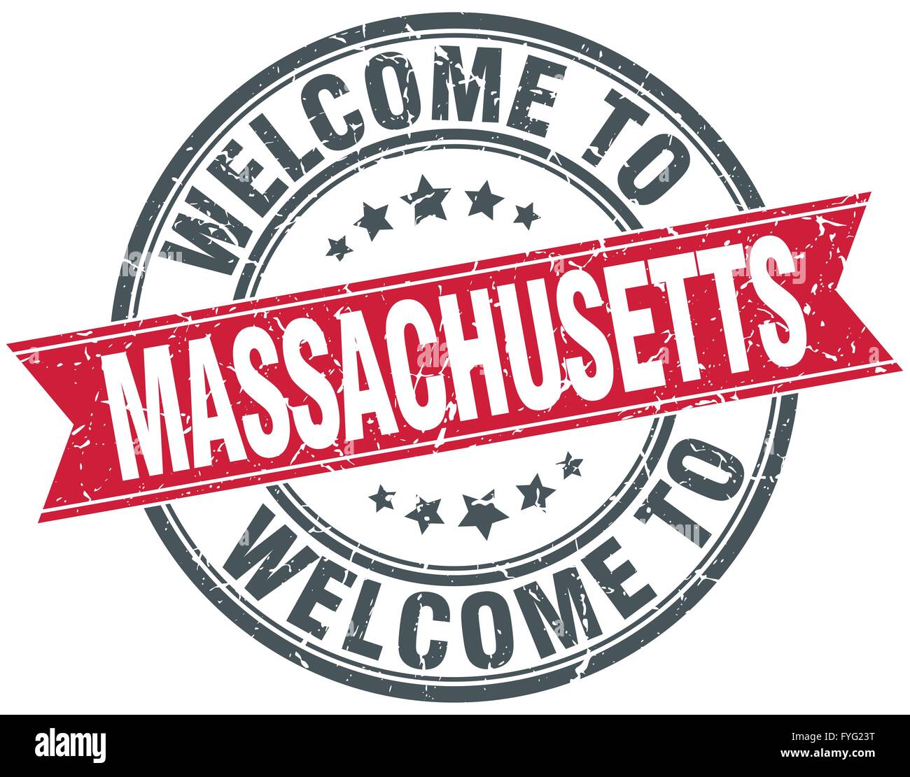 welcome to Massachusetts red round vintage stamp Stock Vector Image ...