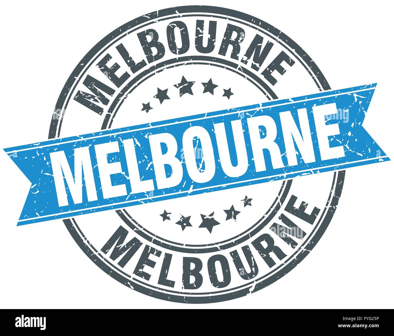 Melbourne blue round grunge vintage ribbon stamp Stock Vector Image ...