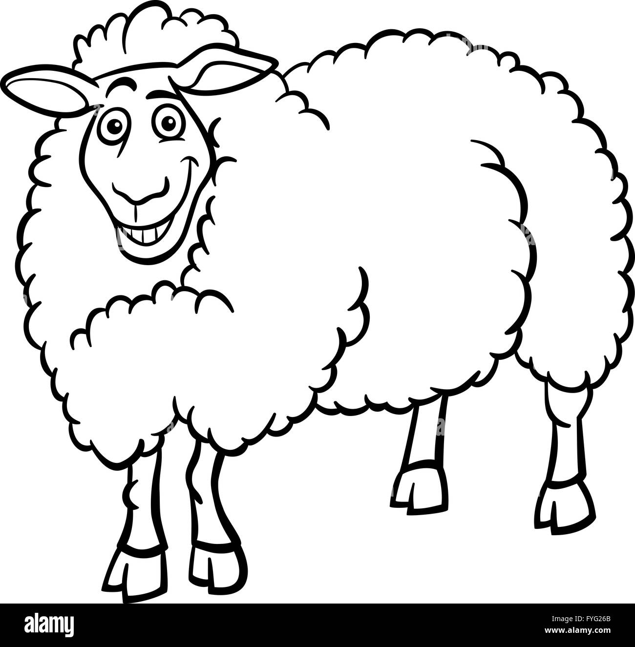 farm sheep cartoon for coloring book Stock Photo - Alamy