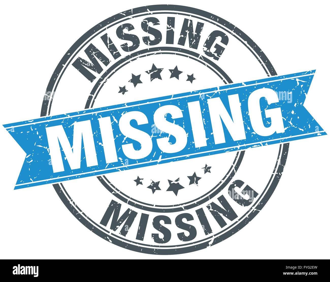 missing blue round grunge vintage ribbon stamp Stock Vector Image & Art ...
