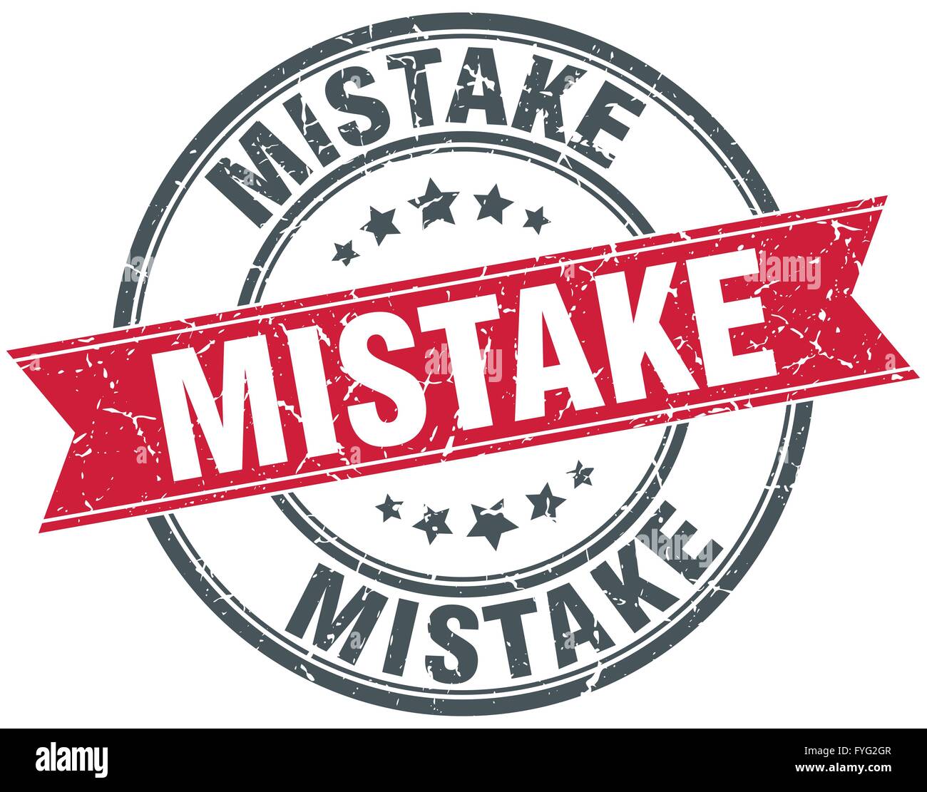 mistake red round grunge vintage ribbon stamp Stock Vector Image & Art ...