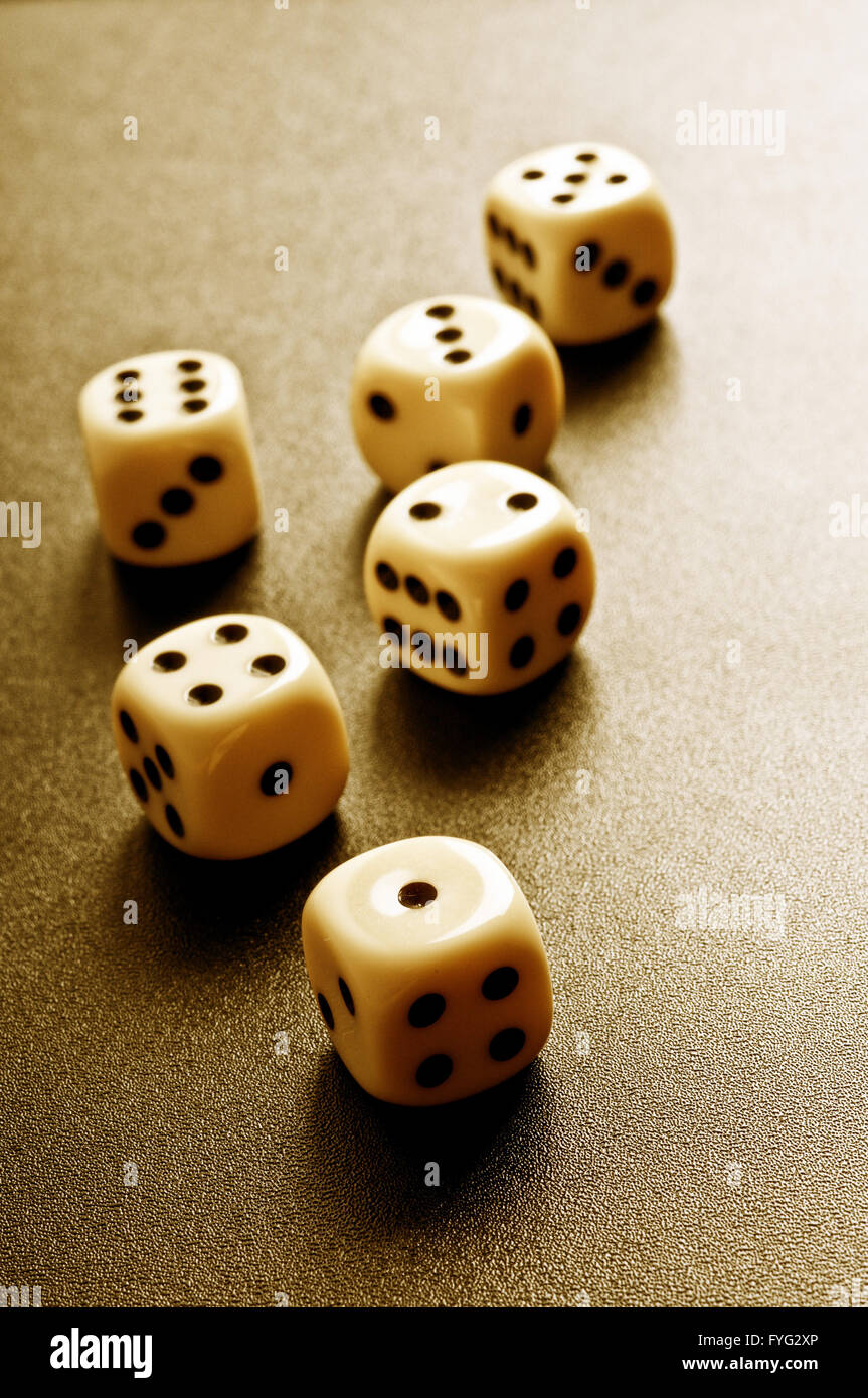 six dice scattered on a surface Stock Photo - Alamy