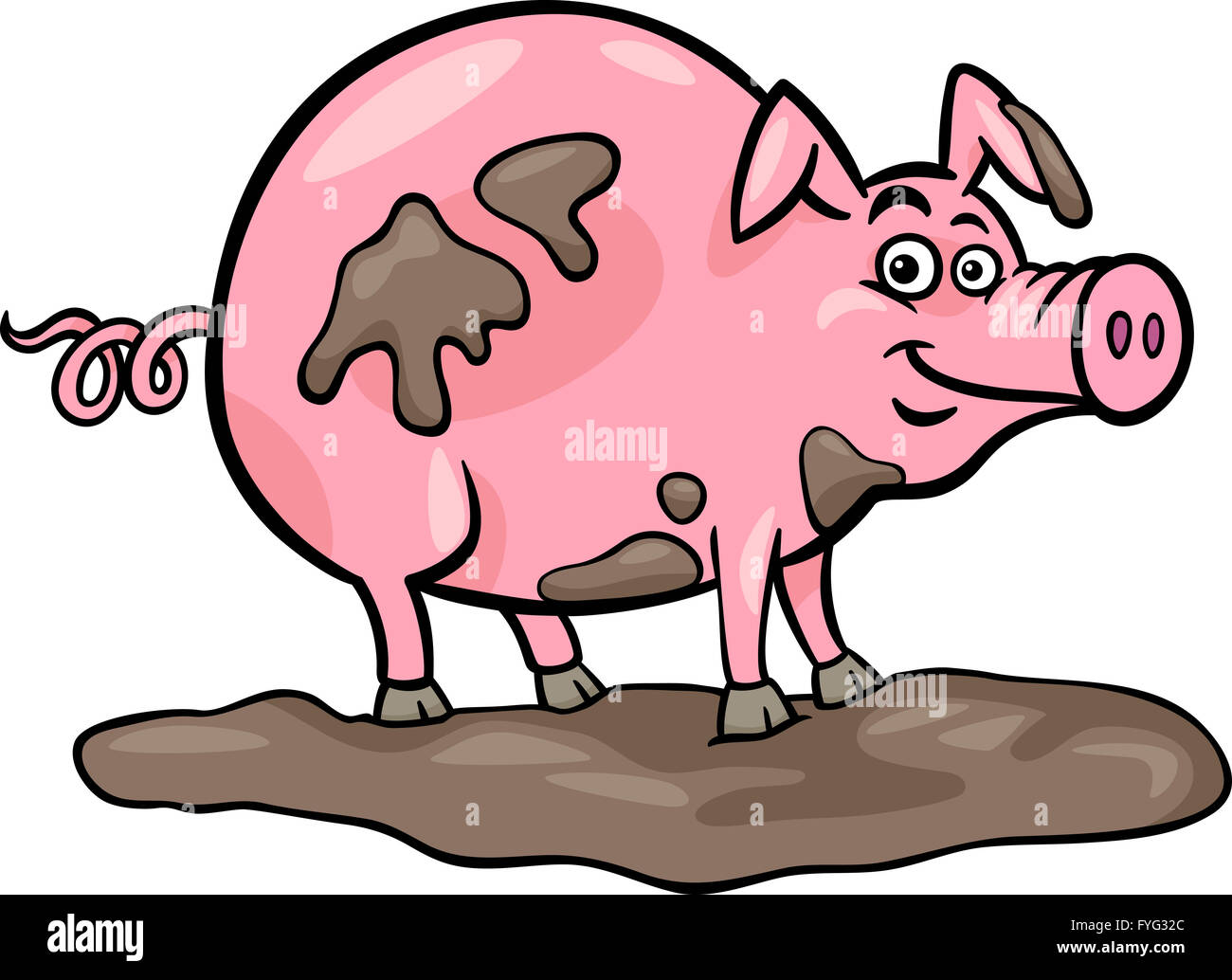 pig farm animal cartoon illustration Stock Photo - Alamy