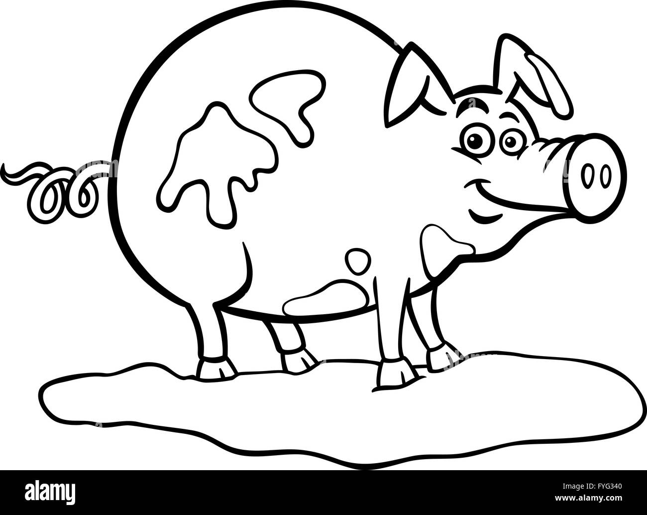 farm pig cartoon for coloring book Stock Photo - Alamy