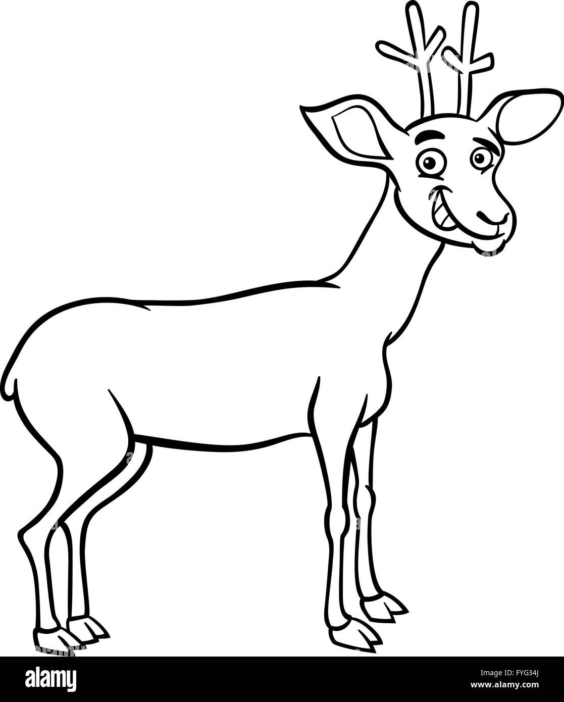 deer cartoon illustration for coloring Stock Photo - Alamy