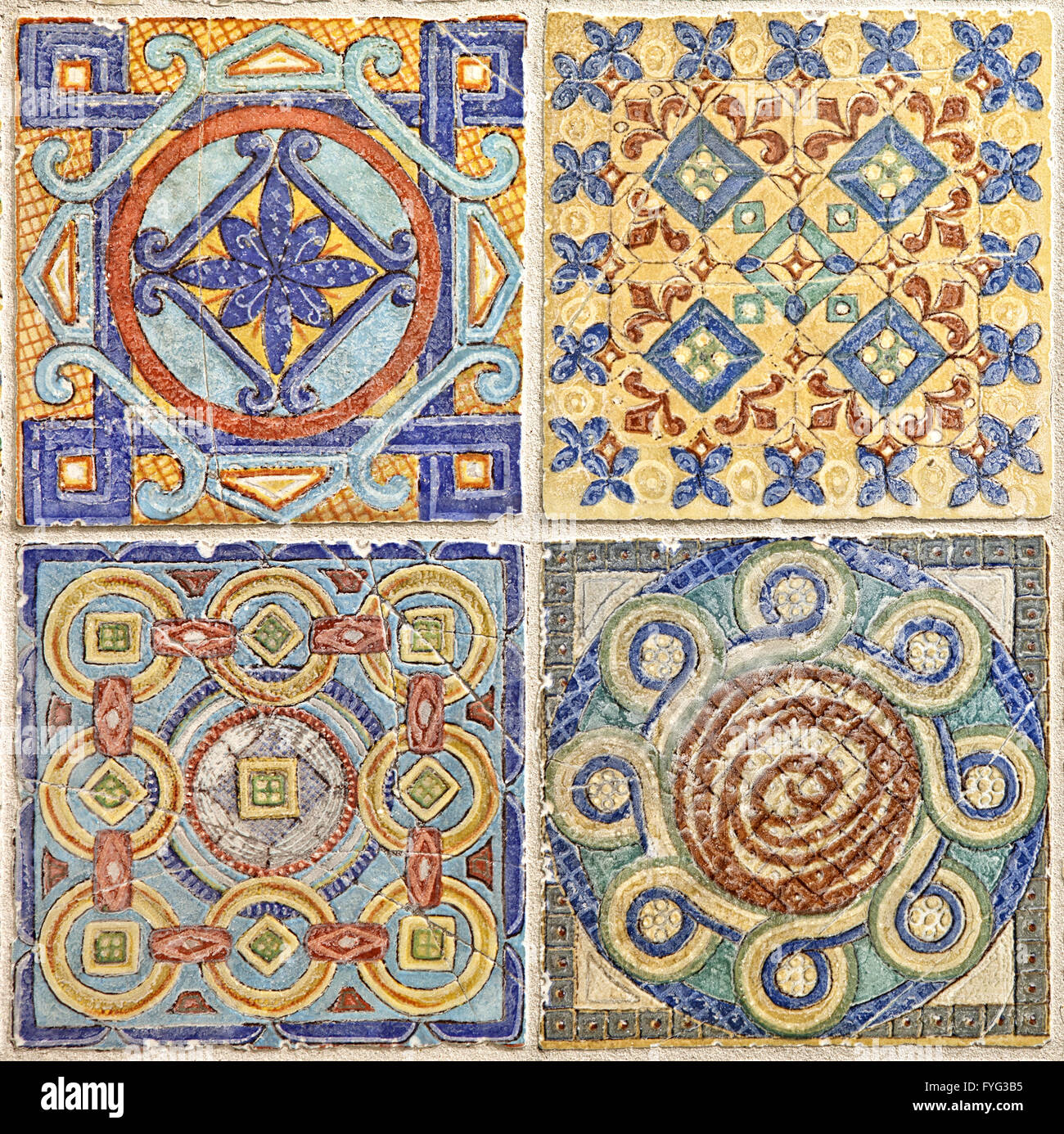 Colorful set of ornamental tiles Stock Photo - Alamy