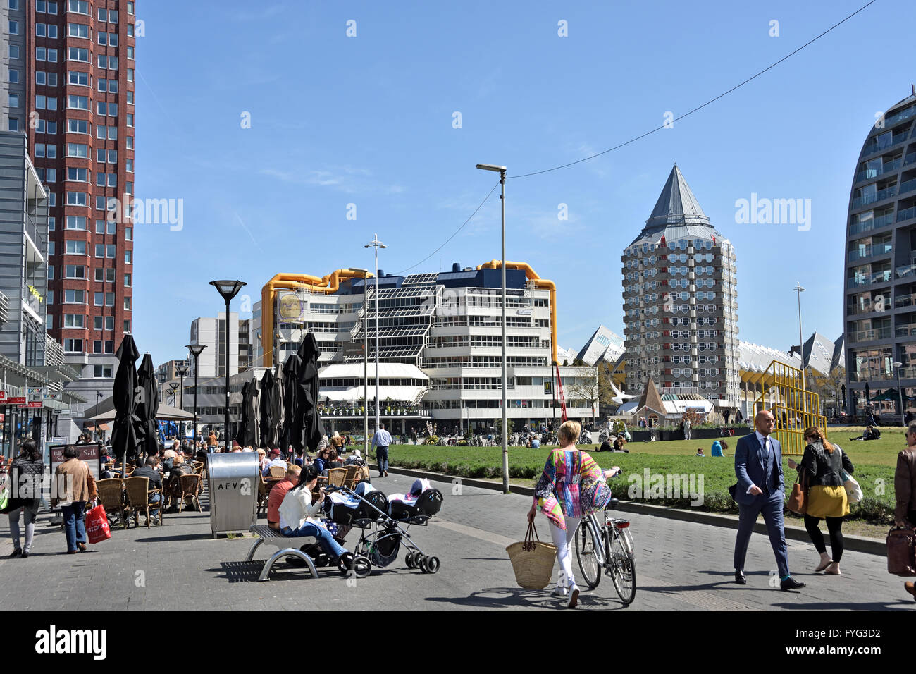 Blaak square Rotterdam The Netherlands Central Library and the Pencil ...