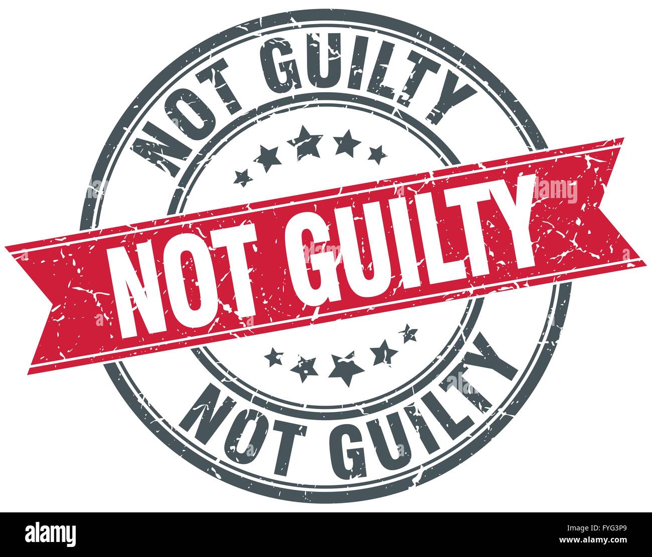 not guilty red round grunge vintage ribbon stamp Stock Vector Image ...
